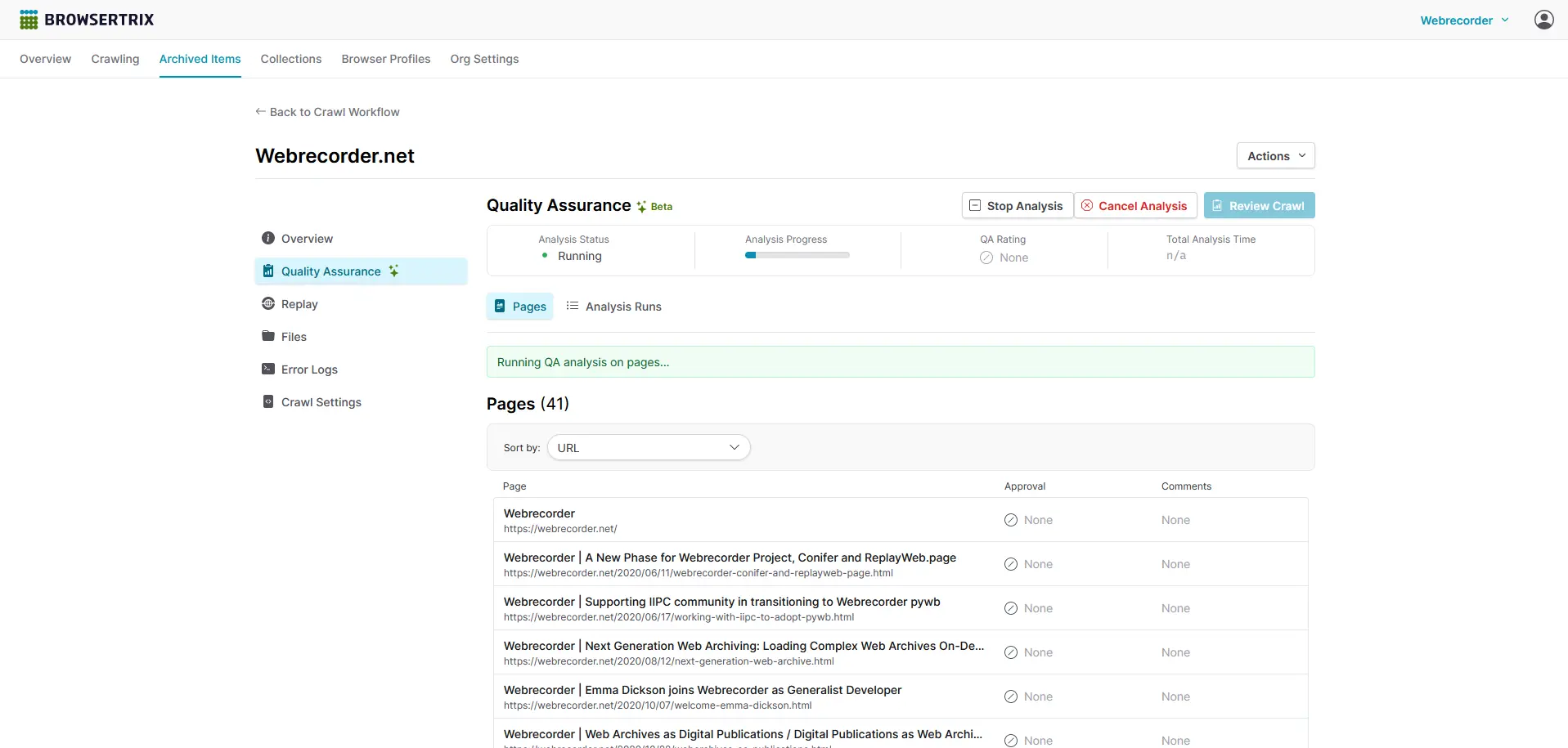 Browsertrix 1.10: Now with Assistive QA! • Webrecorder Blog